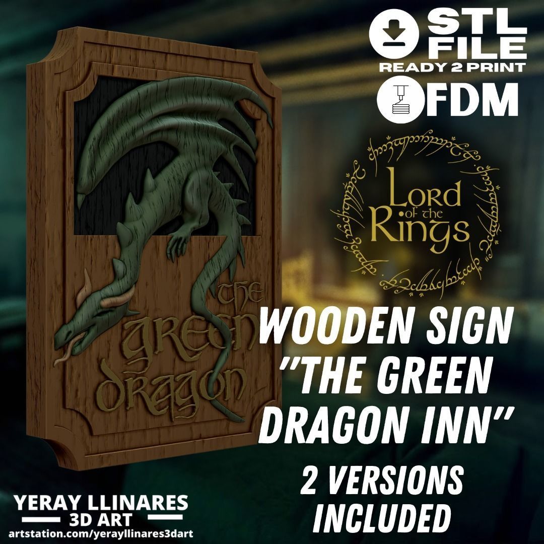 The Green Dragon Inn sign 3D model 3D printable | CGTrader