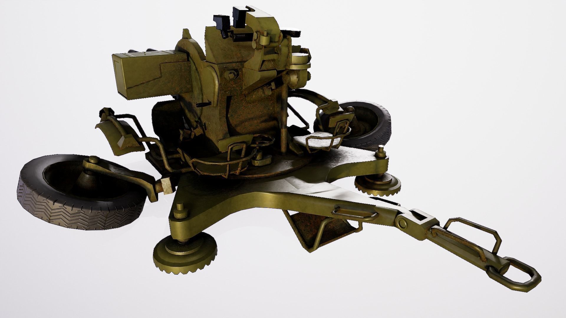 3D model 23-mm twin anti-aircraft gun ZU-23 1960 VR / AR / low-poly ...
