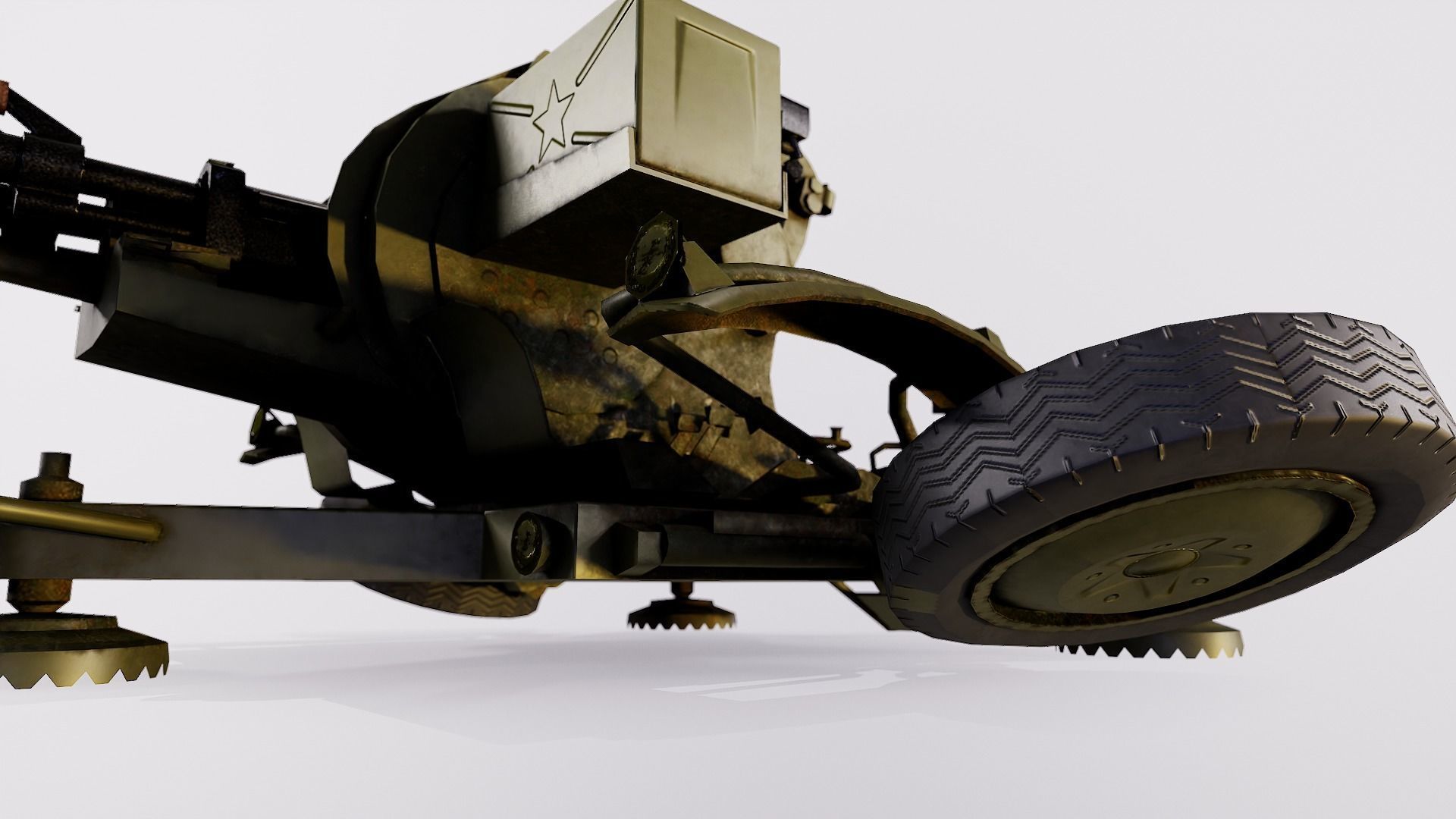 3D model 23-mm twin anti-aircraft gun ZU-23 1960 VR / AR / low-poly ...