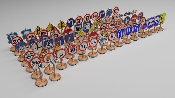 Wooden Toy Road Signs Set 3D model | CGTrader