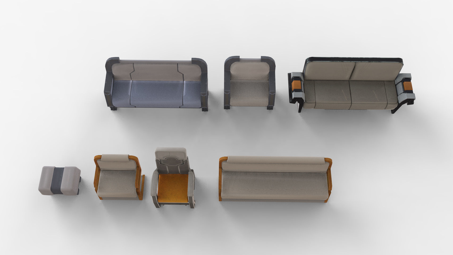 3D model Futuristic Sofa Set 7 VR / AR / low-poly | CGTrader