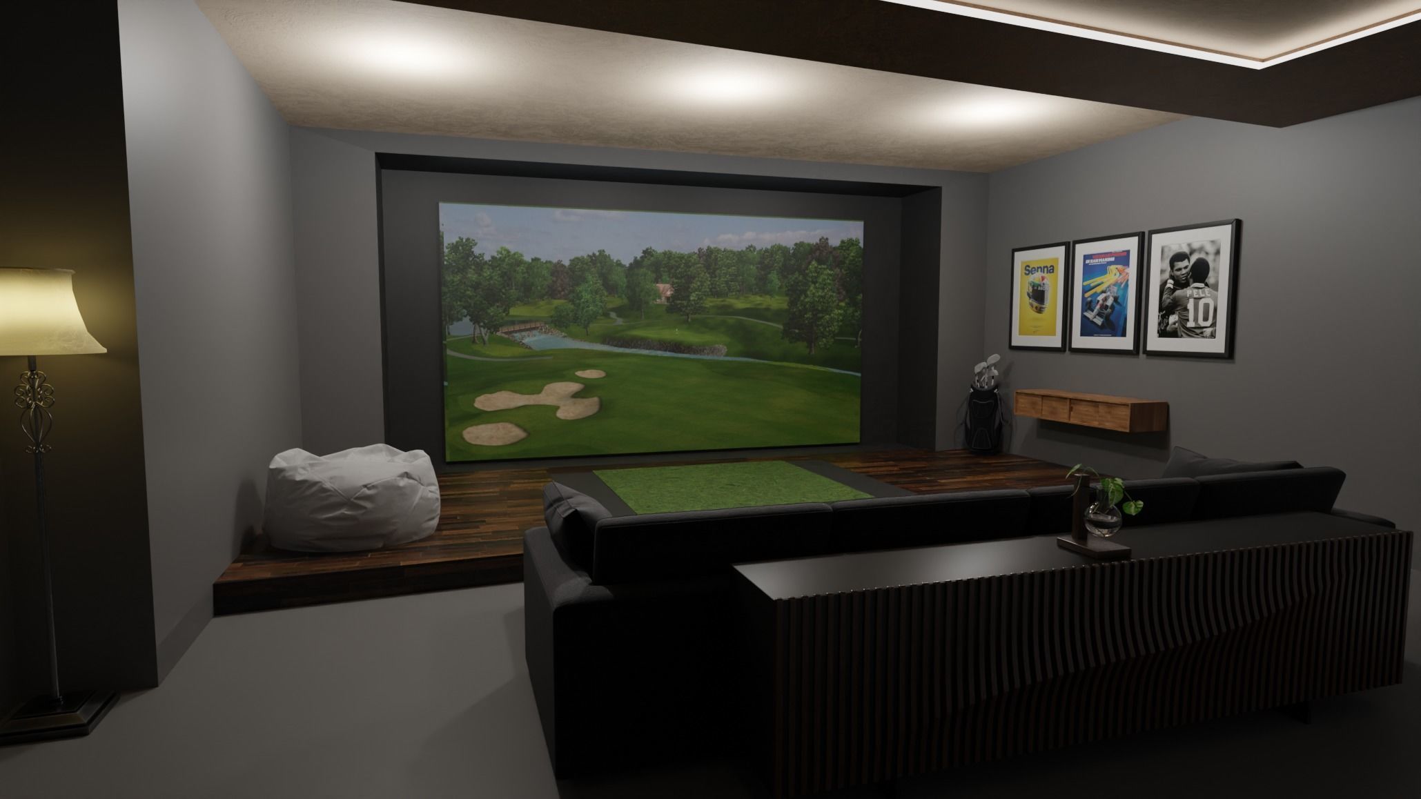 Golf Simulator Theater Room 3D model | CGTrader
