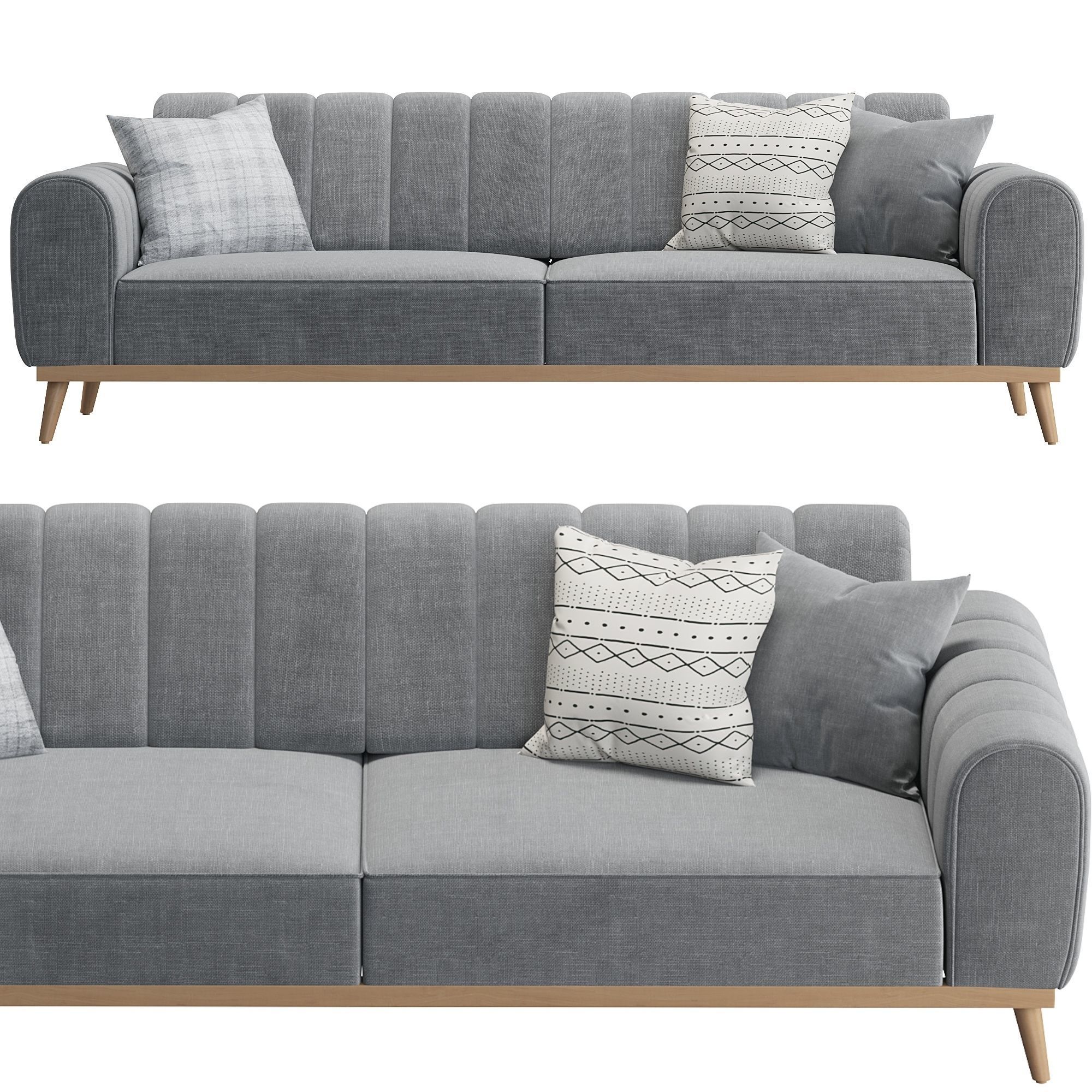 ROMA TRIPLE SOFA GRAY 3D model | CGTrader