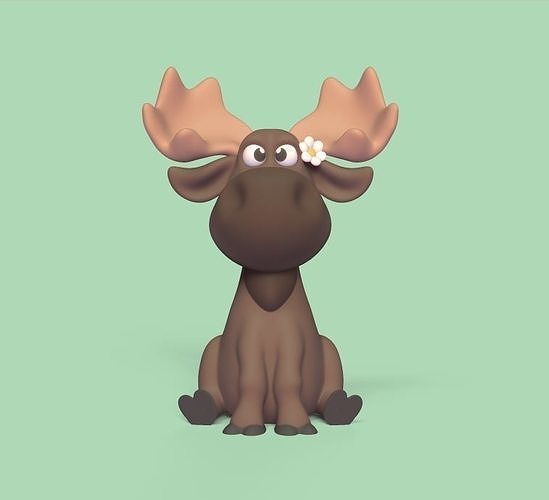 Moose Cartoon 3D model 3D printable | CGTrader