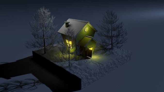 Snowfall in winter time on snow house 3D model animated | CGTrader