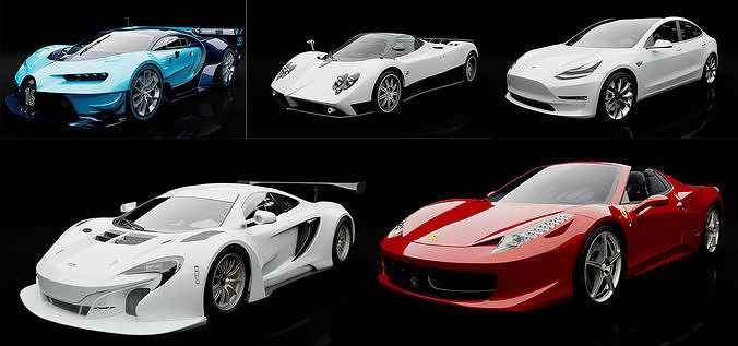 5 pack luxury cars 3D model | CGTrader