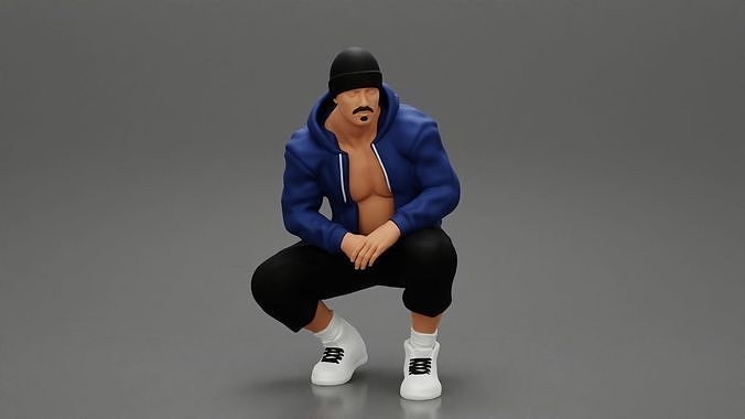 gangster homies sitting in hat and open jacket and short 3D model 3D ...