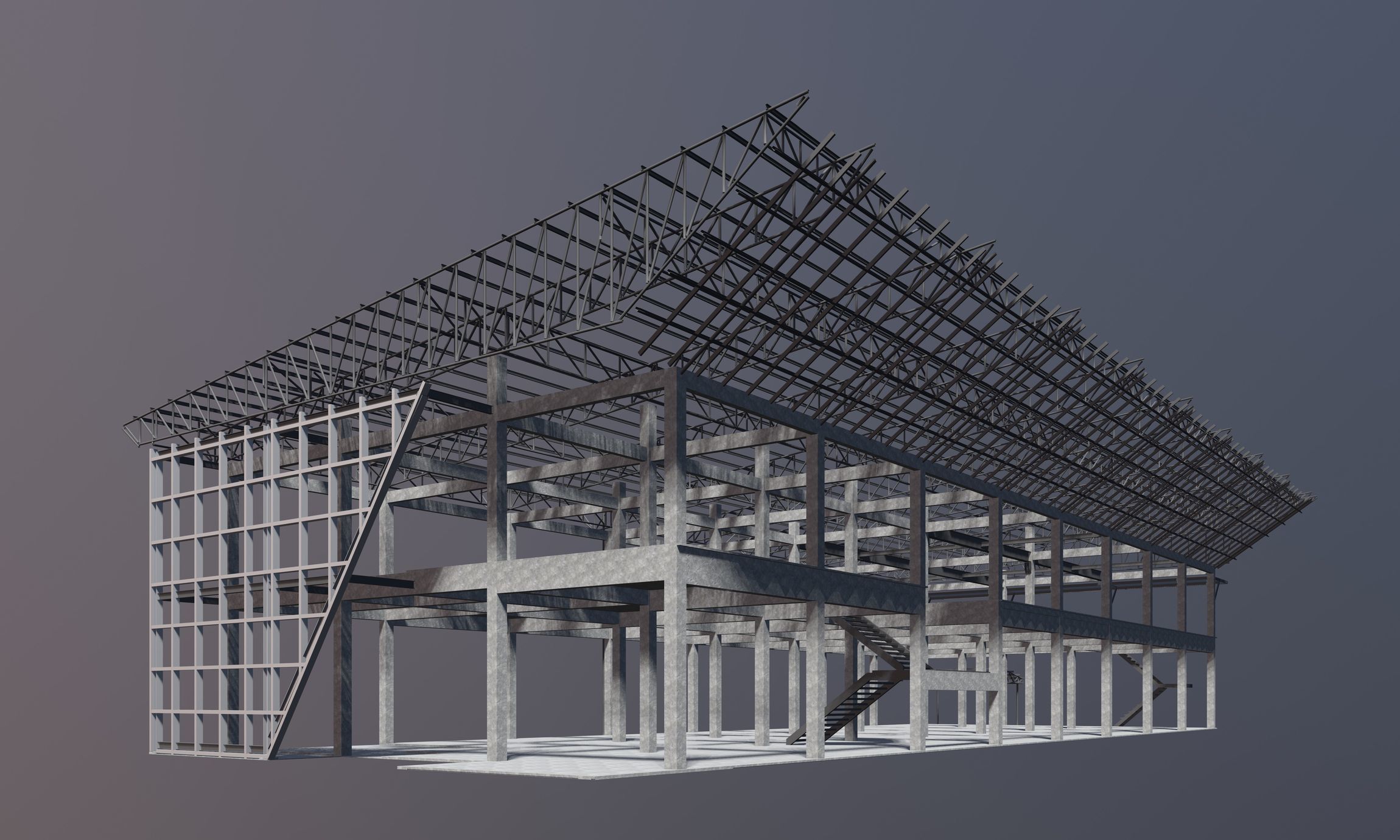 Building in structural frame 3D model | CGTrader