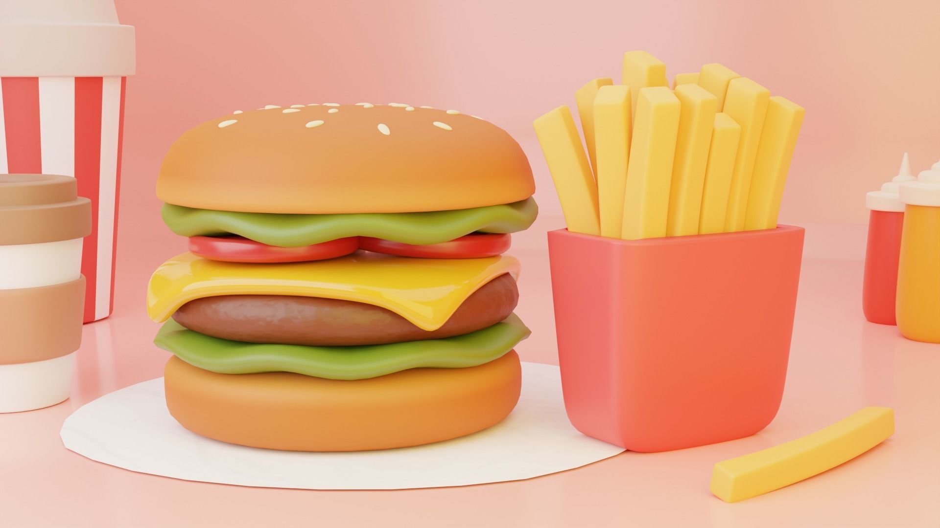Fast food 3D model | CGTrader