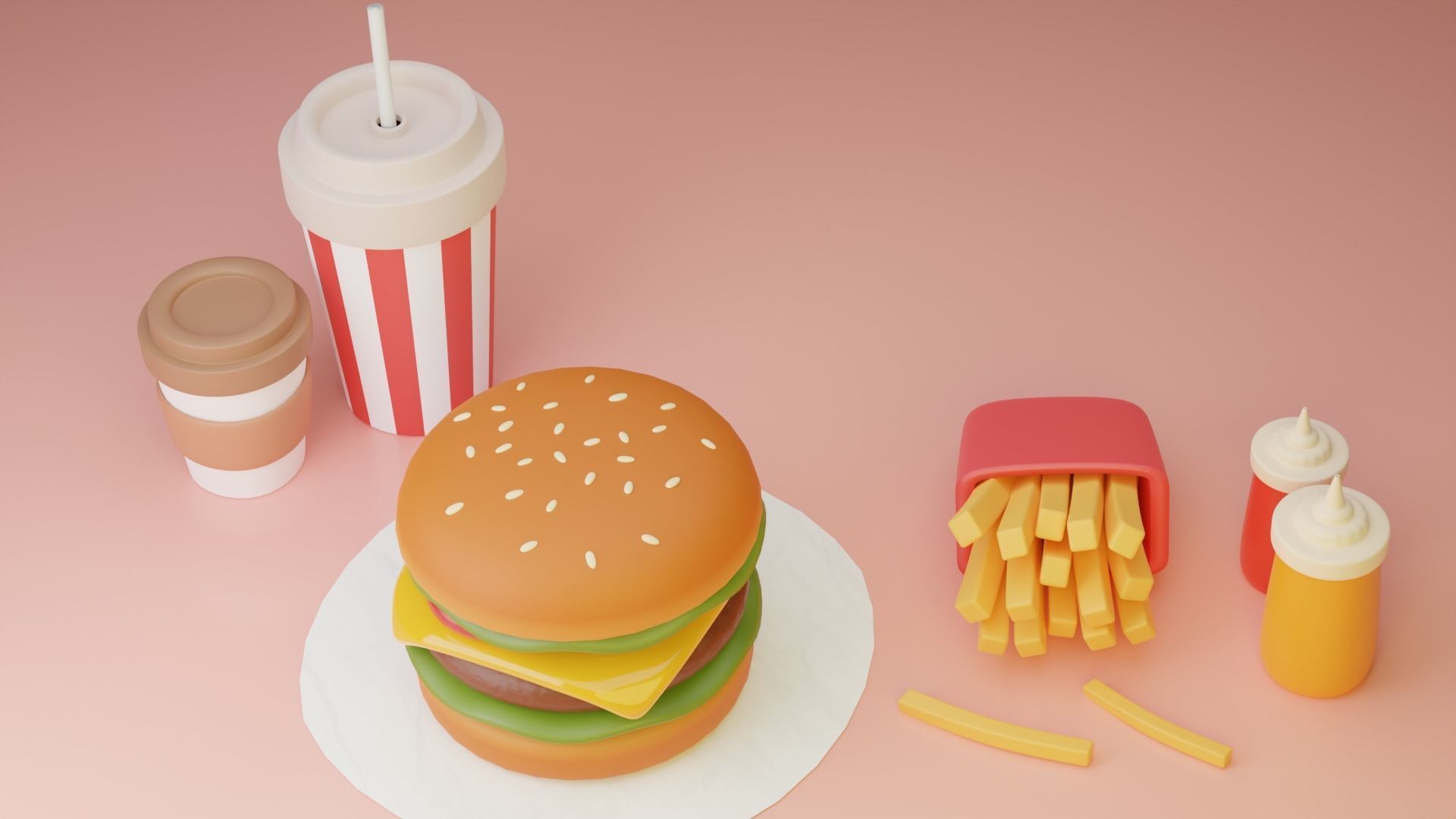 Fast food 3D model | CGTrader