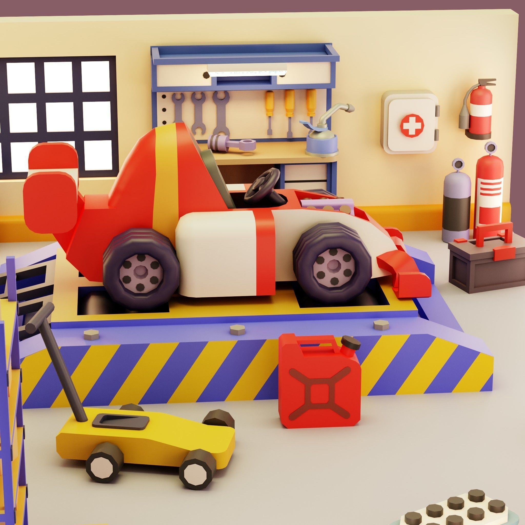 LowPoly Stylized isometric Garage 3D model | CGTrader