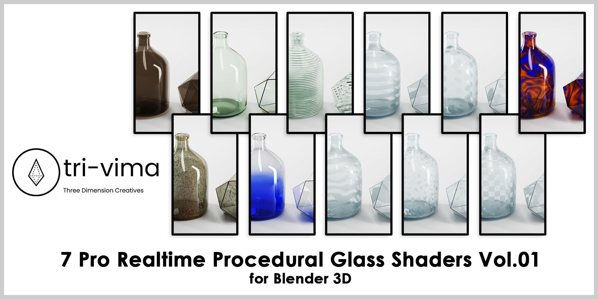 7 Pro Glass Procedural Shaders Vol01 in Blender 3D model | CGTrader