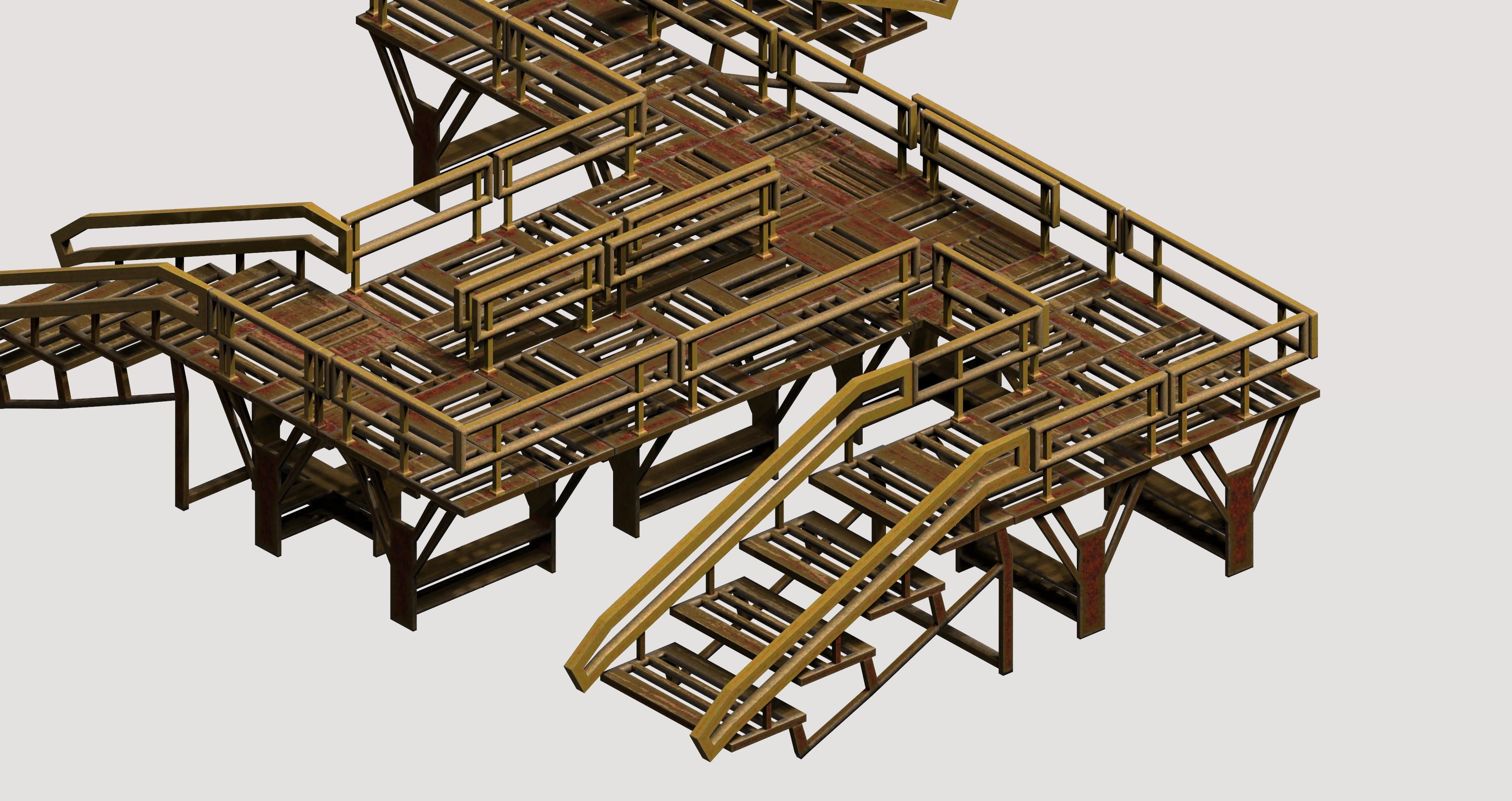 3D model Modular game asset stair platform VR / AR / low-poly | CGTrader