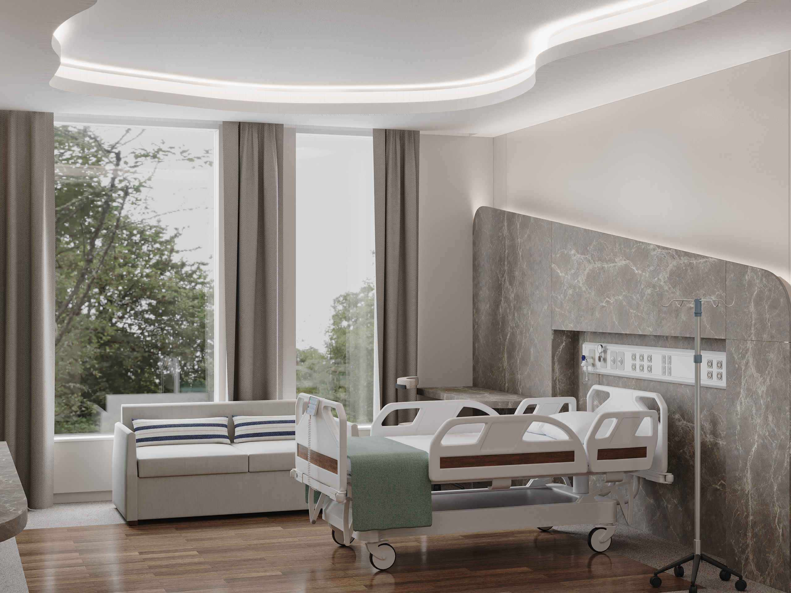 3D model 3D Hospital Patient Room VR / AR / low-poly | CGTrader