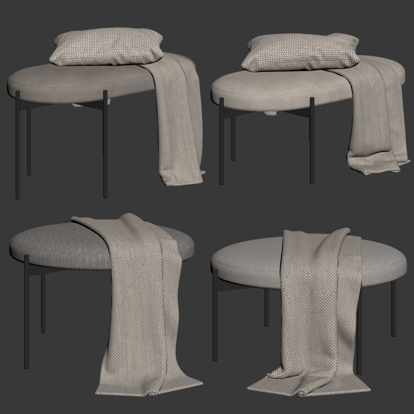 Caillou bench and ottoman By Liu Jo Living 3D model | CGTrader