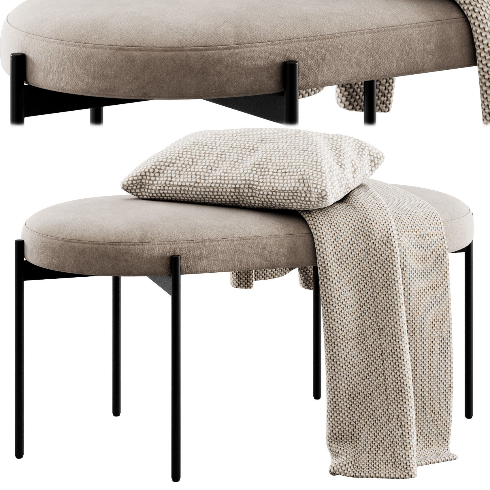 Caillou bench and ottoman By Liu Jo Living 3D model | CGTrader