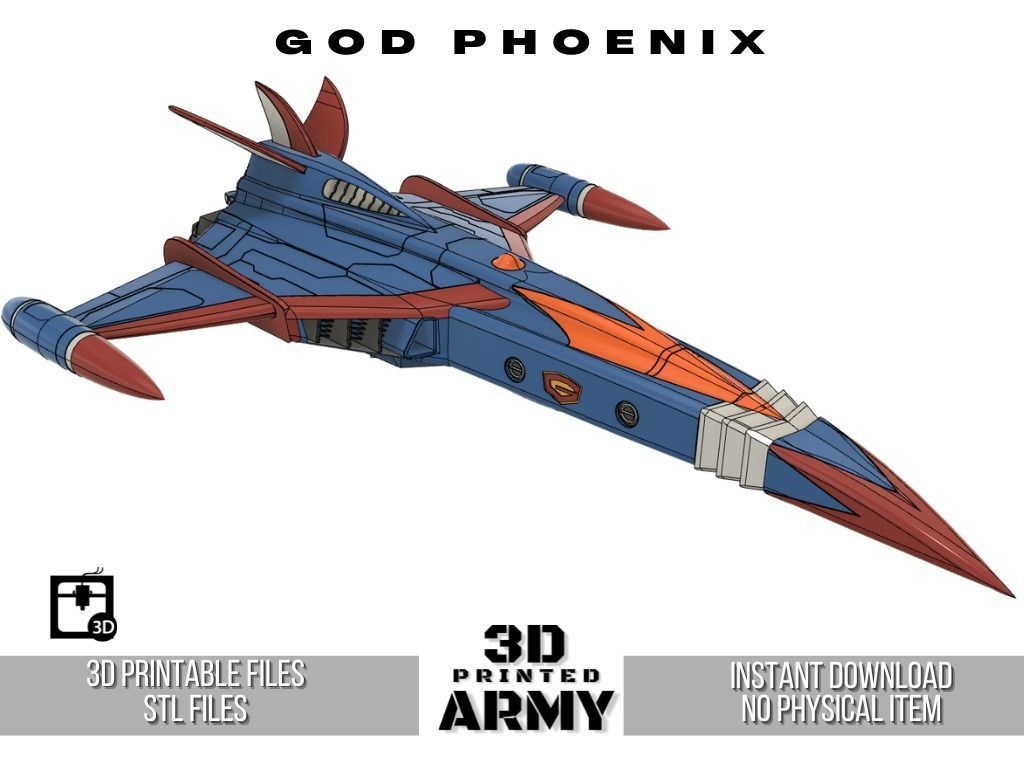 Gatchaman GOD PHOENIX starship - 3D printing model - STL 3D model 3D ...