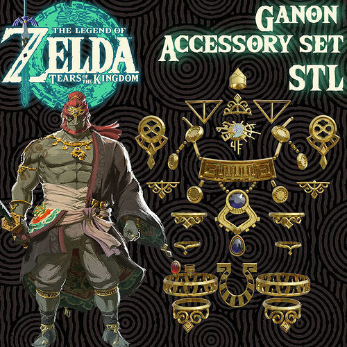 Ganon Ganondorf Accessory Set 3D model 3D printable | CGTrader