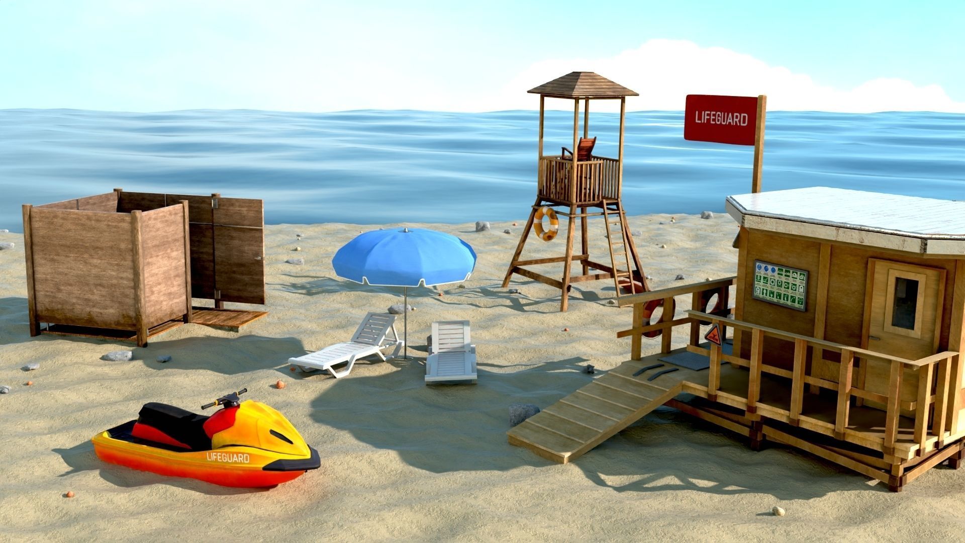 Safety beach Lifeguard Rescue team 3D Model Collection | CGTrader