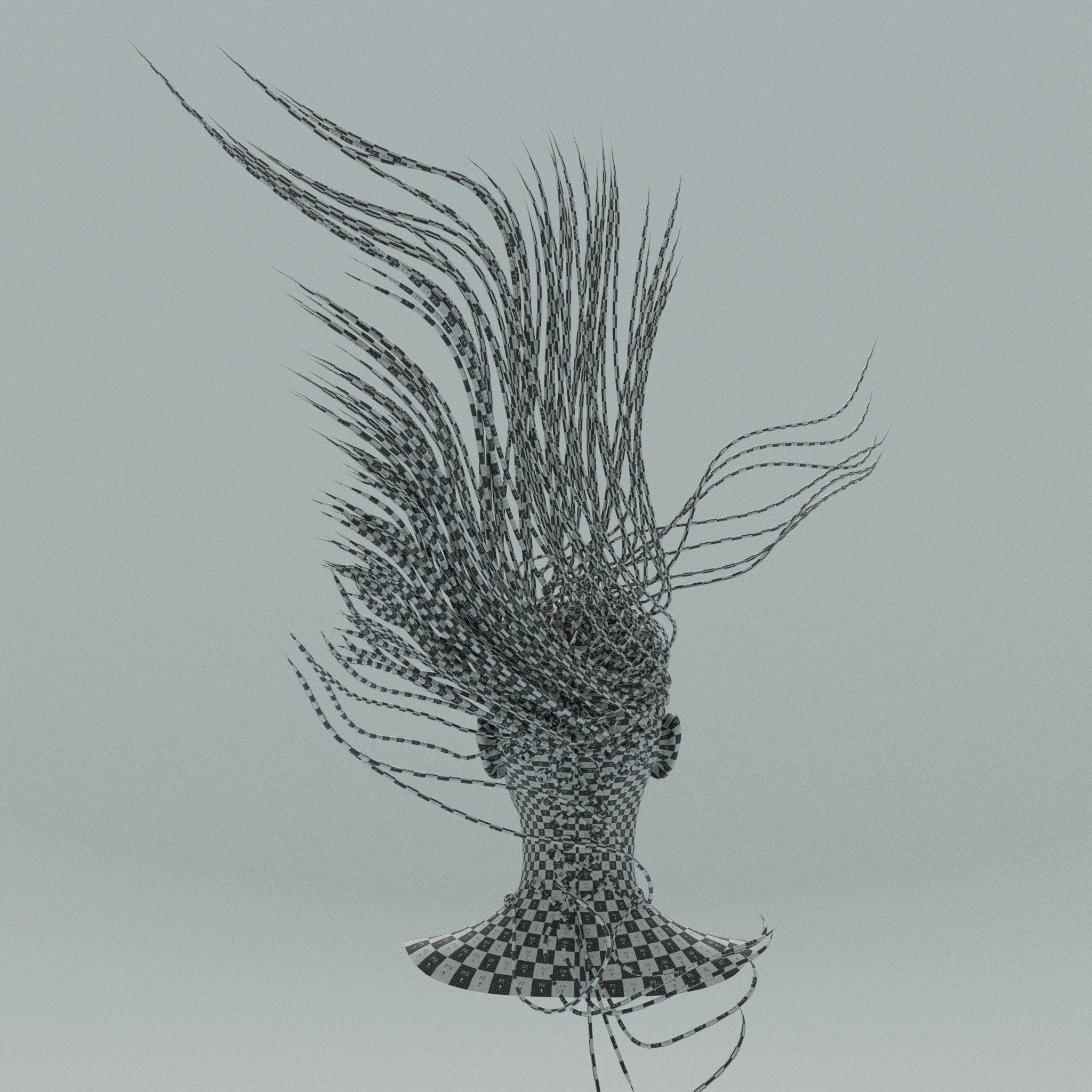 Cyborg Bionic Hair 3D model | CGTrader