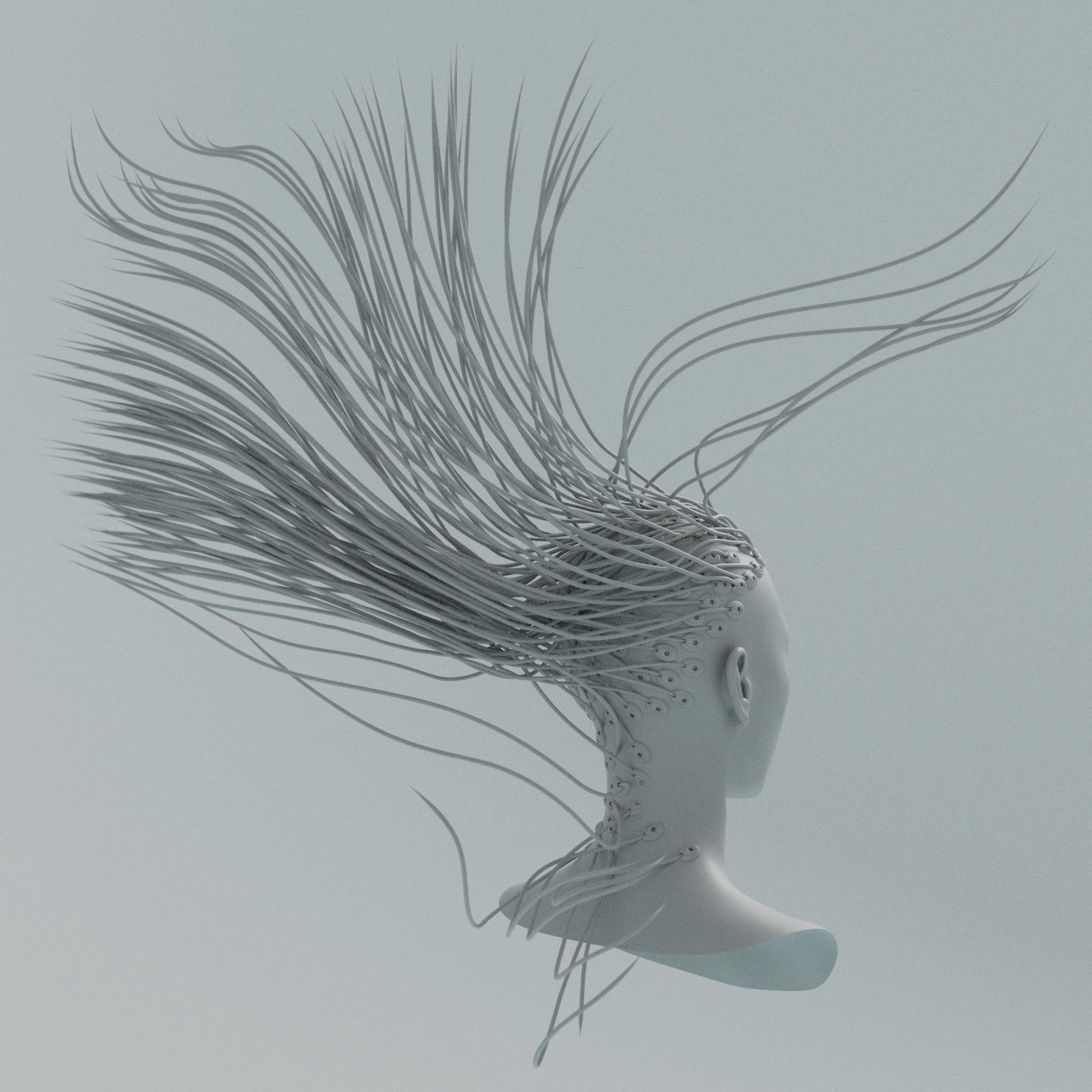 Cyborg Bionic Hair 3D model | CGTrader