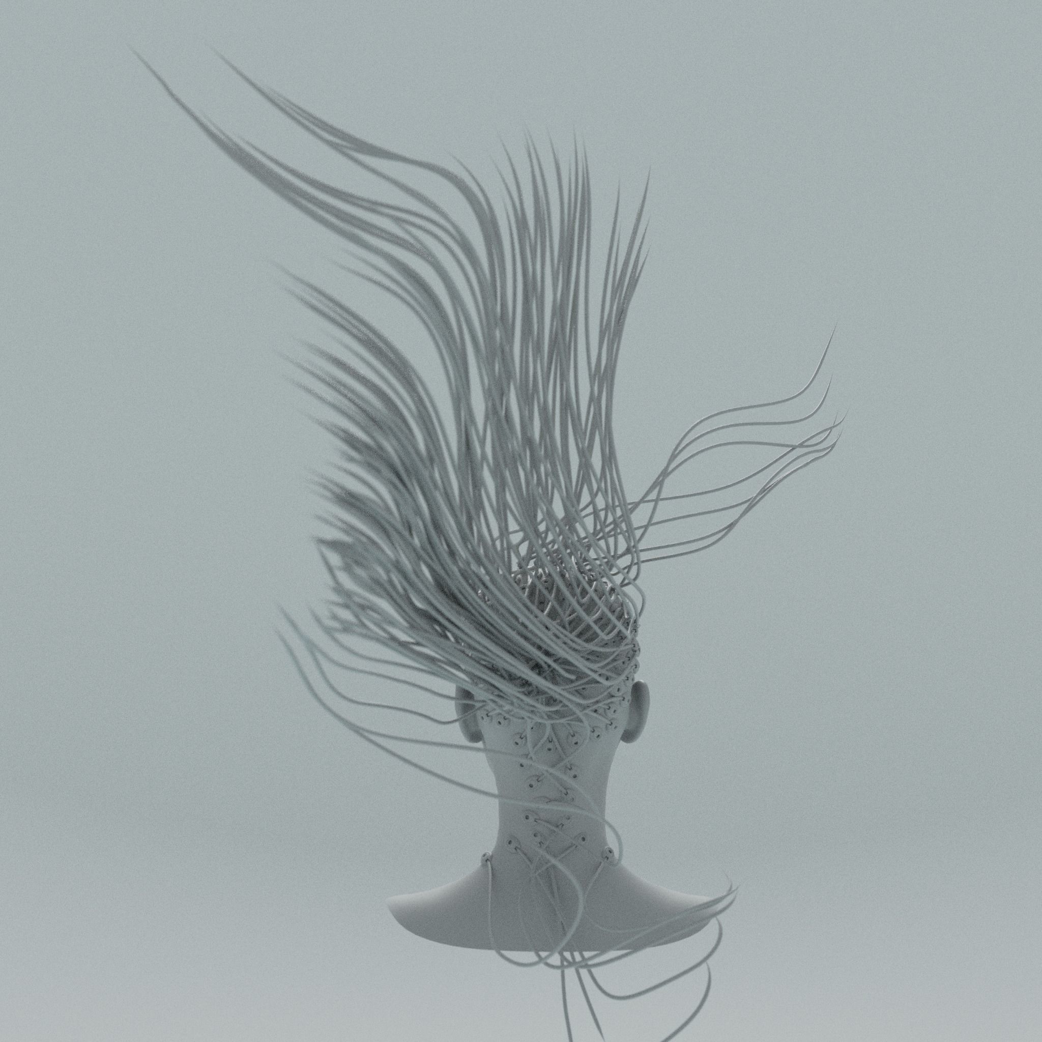 Cyborg Bionic Hair 3D model | CGTrader