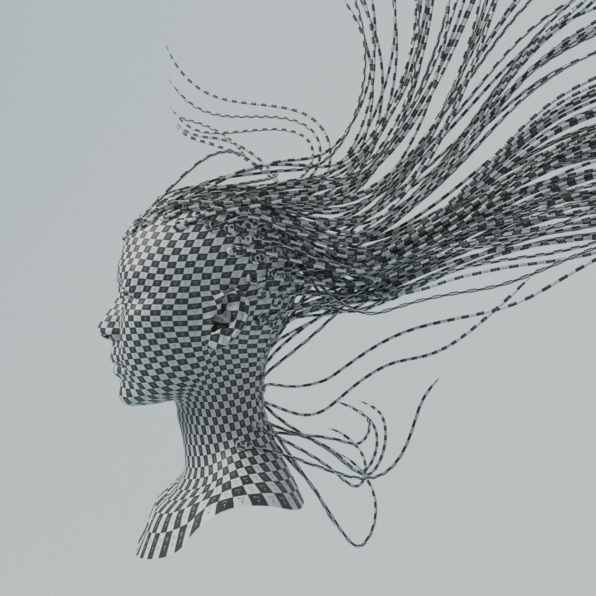 Cyborg Bionic Hair 3D model | CGTrader