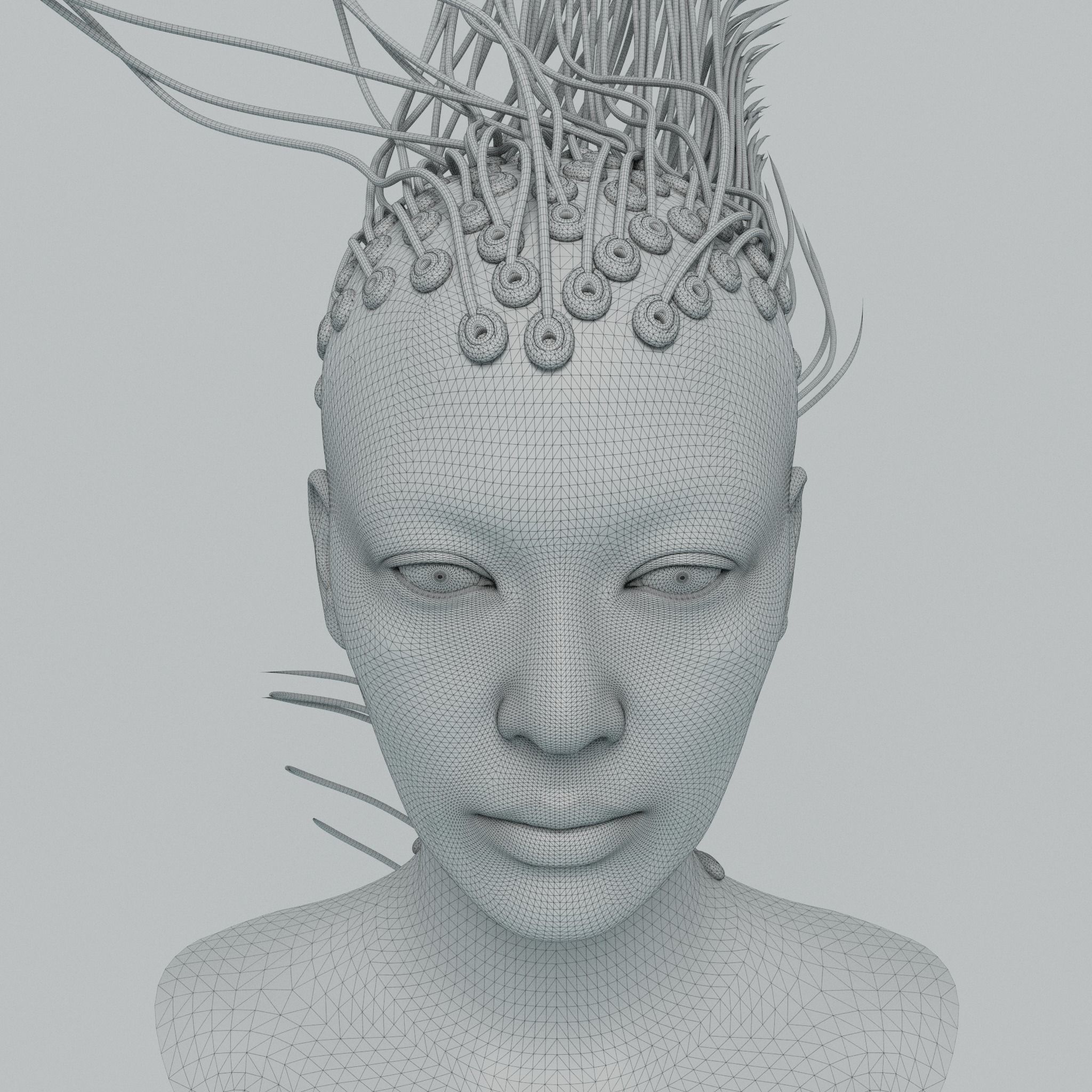 Cyborg Bionic Hair 3D model | CGTrader