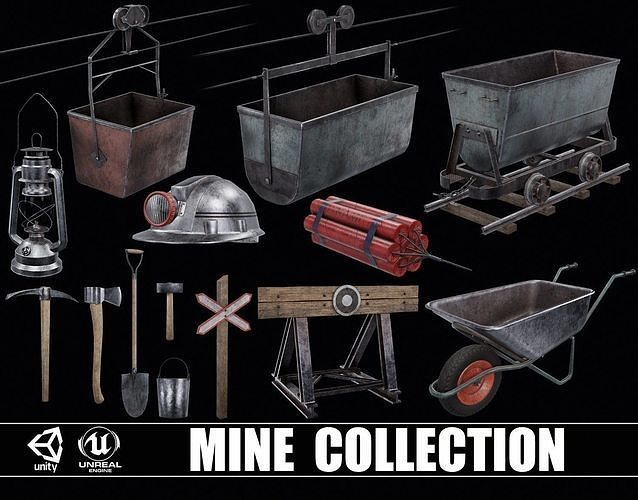 Collection of 15 Mine Items VR / AR / low-poly | CGTrader