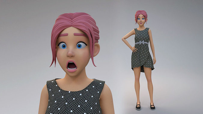 Girl Character 3D model rigged | CGTrader