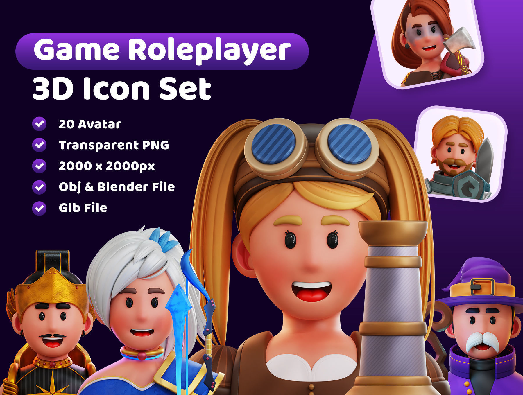 3D model Game Role Player Icon Pack 3D Model VR / AR / low-poly | CGTrader