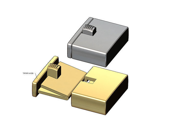 Simple 14mm wide box clasp 3D model 3D printable | CGTrader