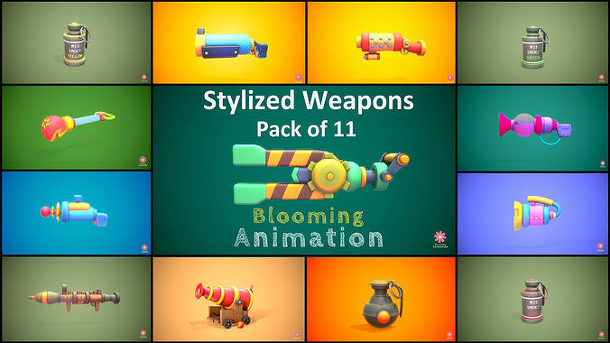 Stylized Weapons Bundle Pack 3D Model Collection | CGTrader