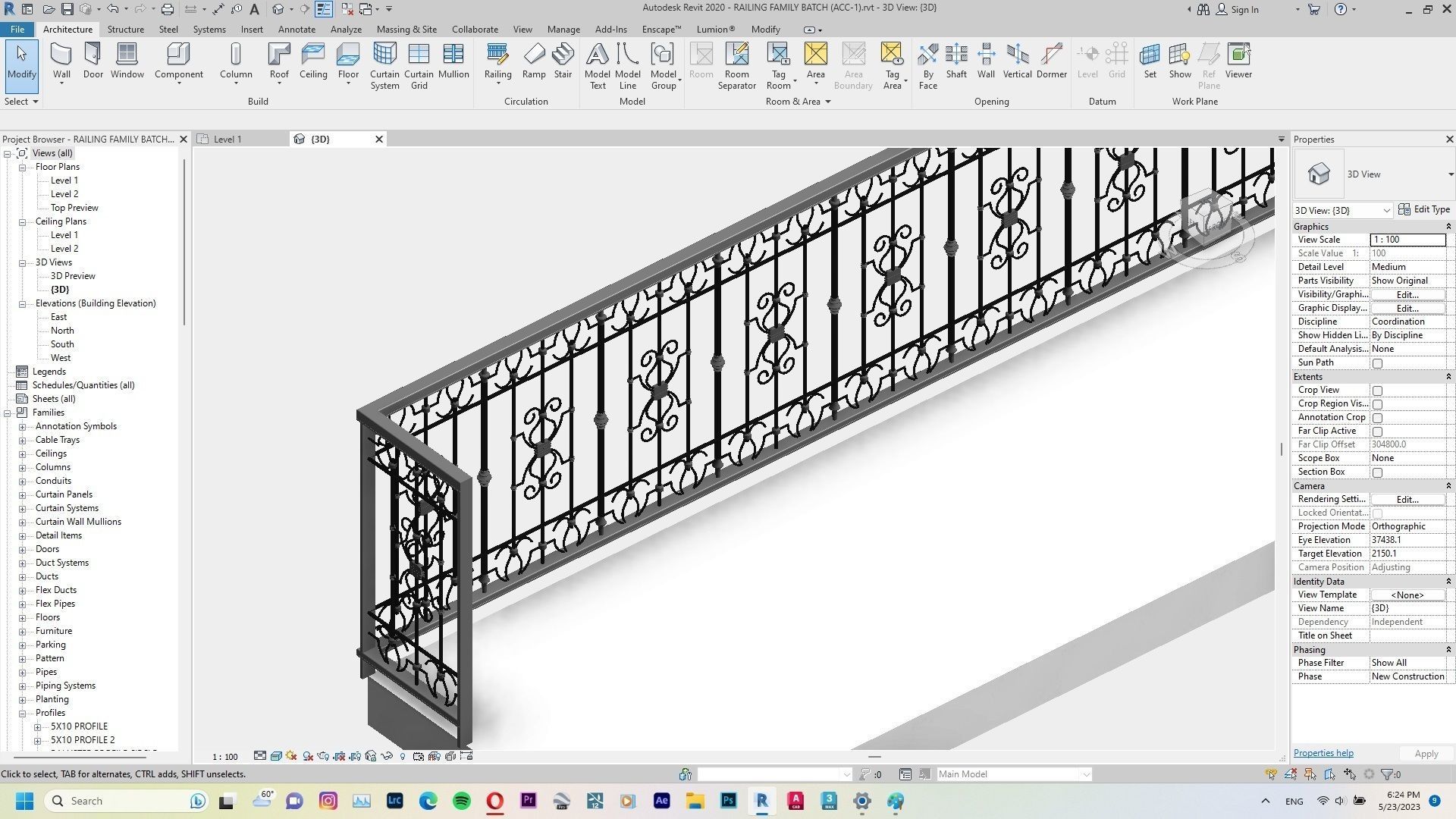 Railing Revit Family Batch 3D model | CGTrader