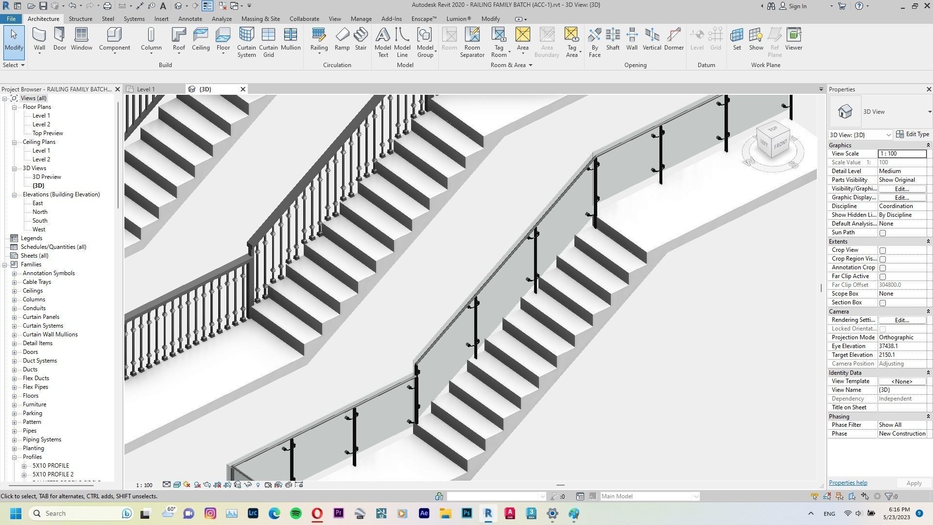 Railing Revit Family Batch 3D model | CGTrader