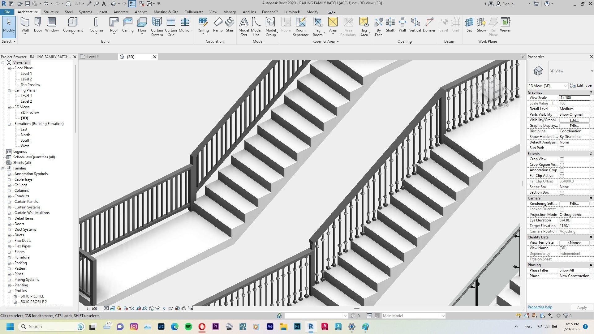Railing Revit Family Batch 3D model | CGTrader