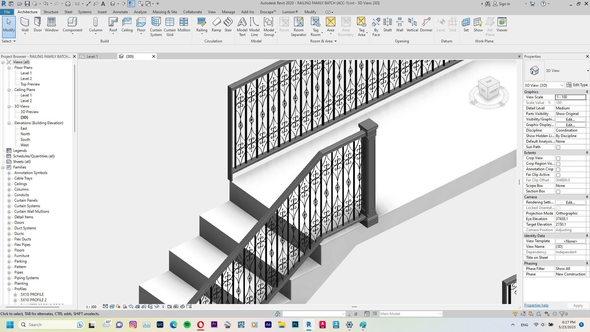 Railing Revit Family Batch 3D model | CGTrader
