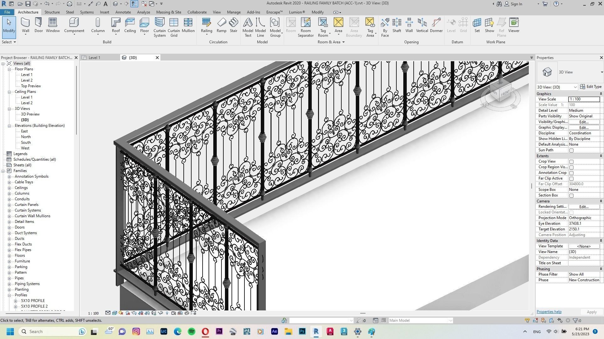 Railing Revit Family Batch 3D model | CGTrader