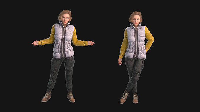 3D model Pretty woman in down jacket Rigged VR / AR / low-poly | CGTrader
