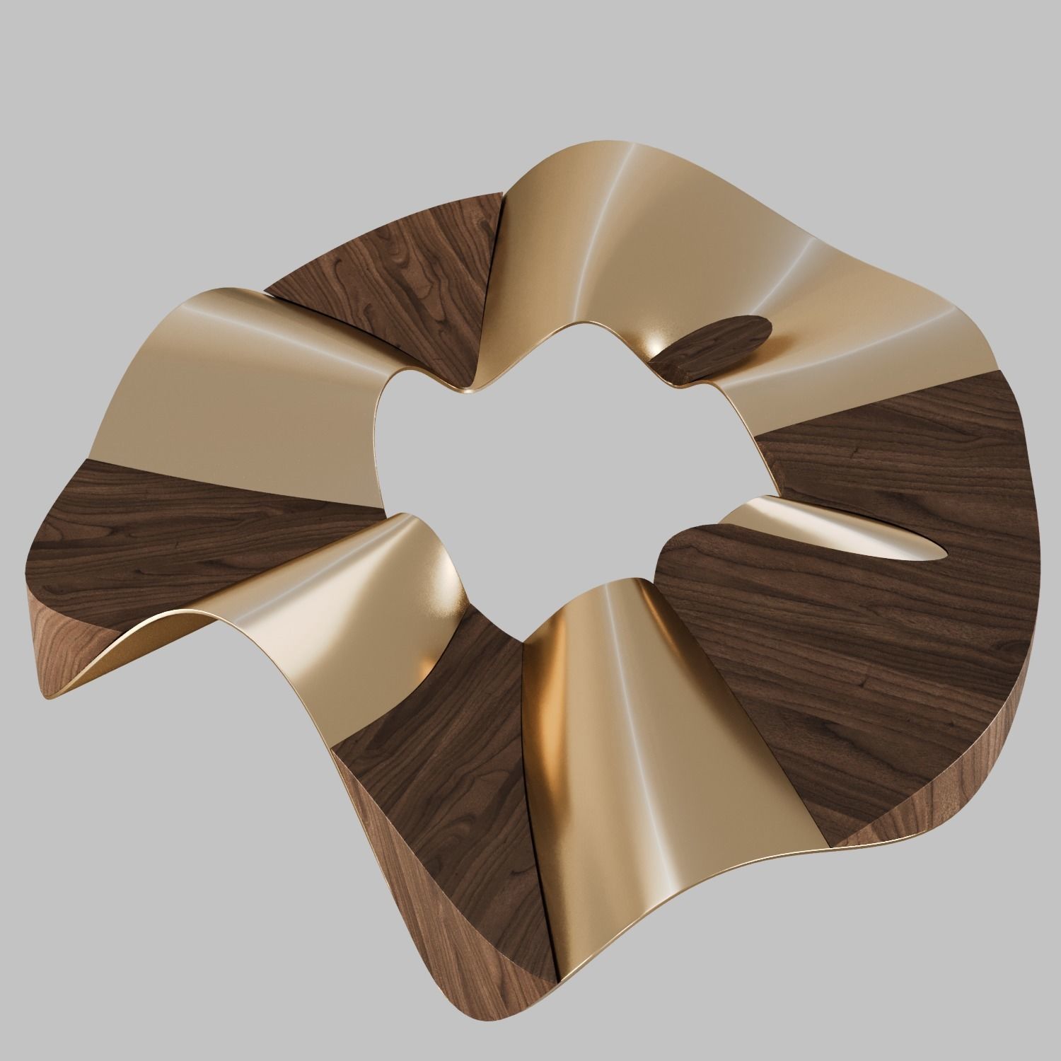 Ballet Modern Coffee Center Table in Walnut and Brass 3D model | CGTrader