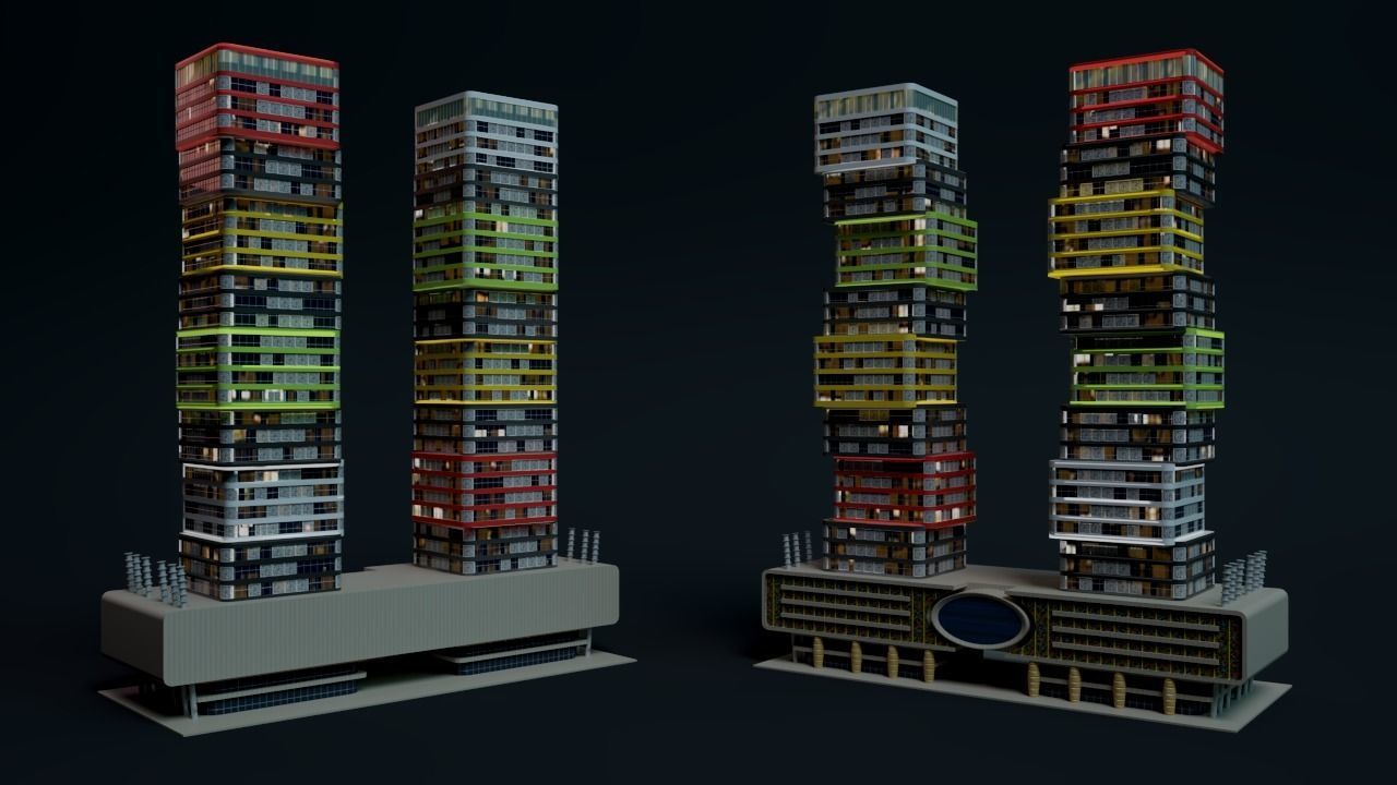 Lusail Marina Twin Tower 3D model | CGTrader