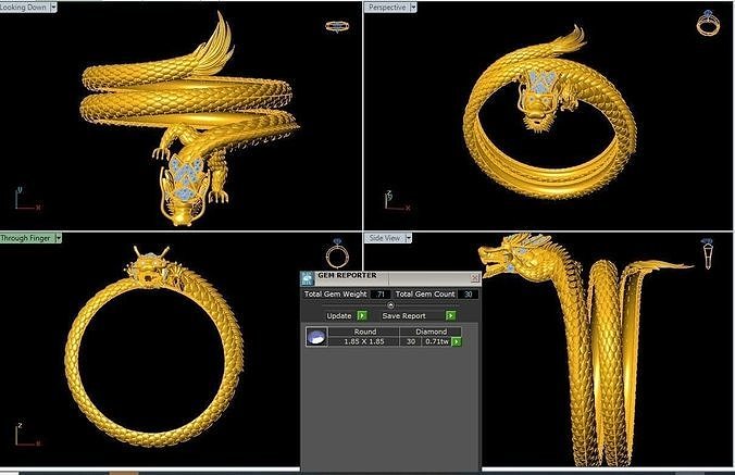 Diamond Dragon Bangle 3D print model 3D model 3D printable | CGTrader