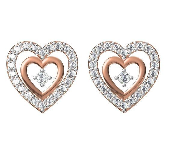 Women Diamond Heart Earrings STL FBX JCD Details 3D model 3D printable ...