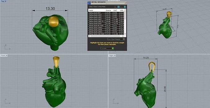 Golden heart 3D model | CGTrader
