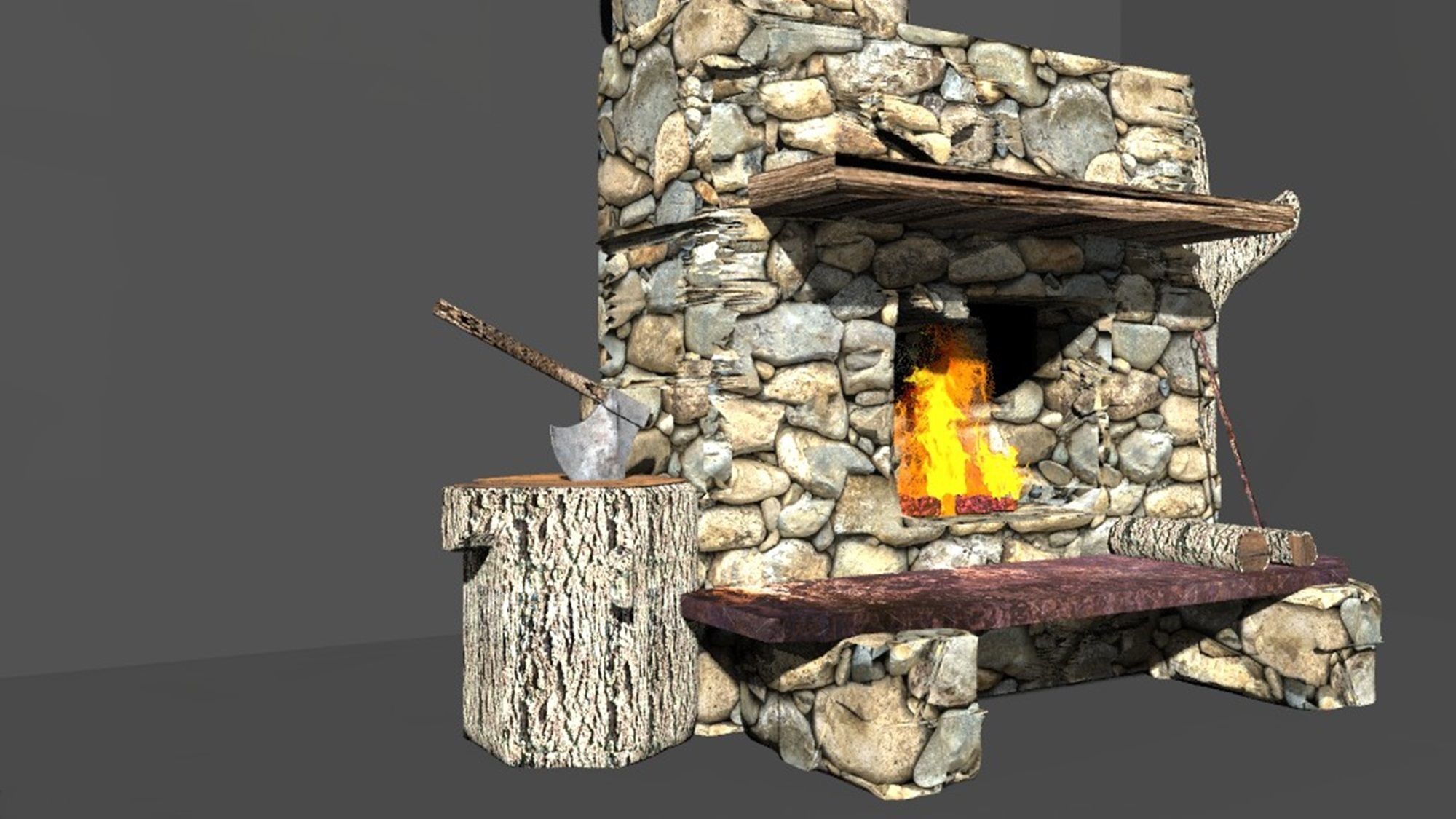 3D model medieval stone fireplace old stove VR / AR / low-poly | CGTrader