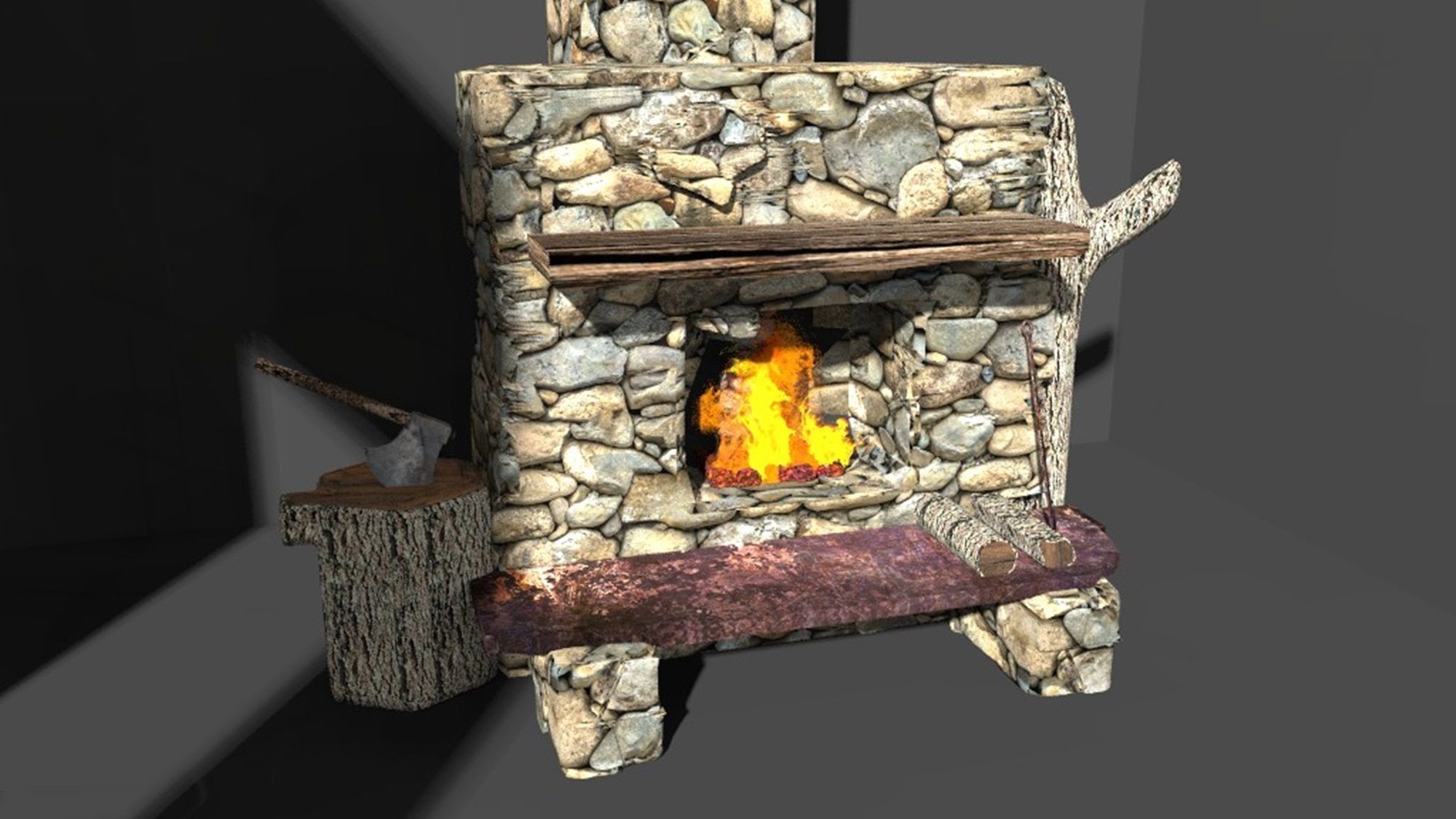 3D model medieval stone fireplace old stove VR / AR / low-poly | CGTrader