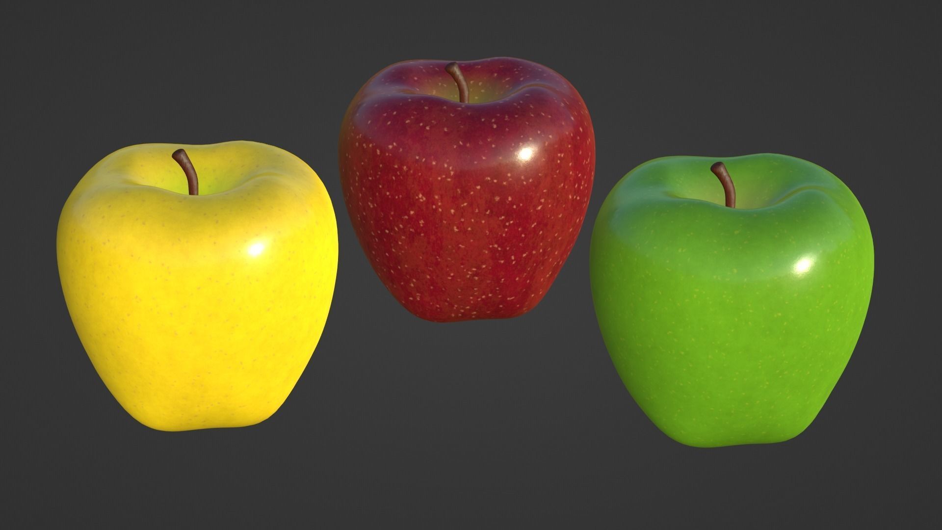 Red Green and Yellow Apples 3D Model Collection | CGTrader