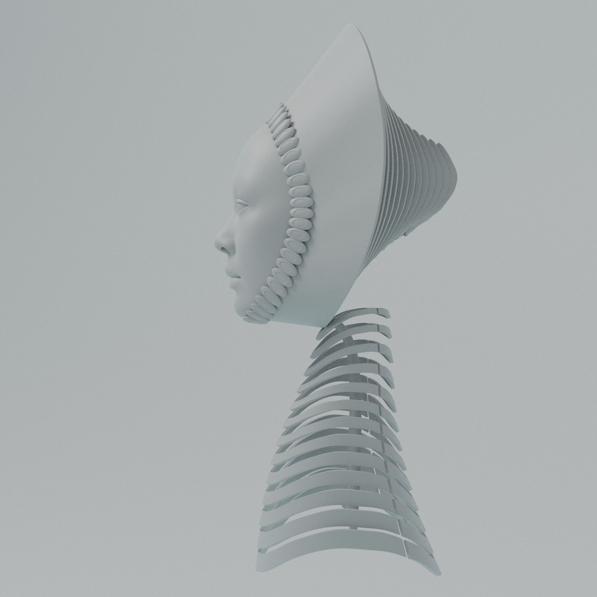 Solarpunk Cyborg Headdress 3D model | CGTrader