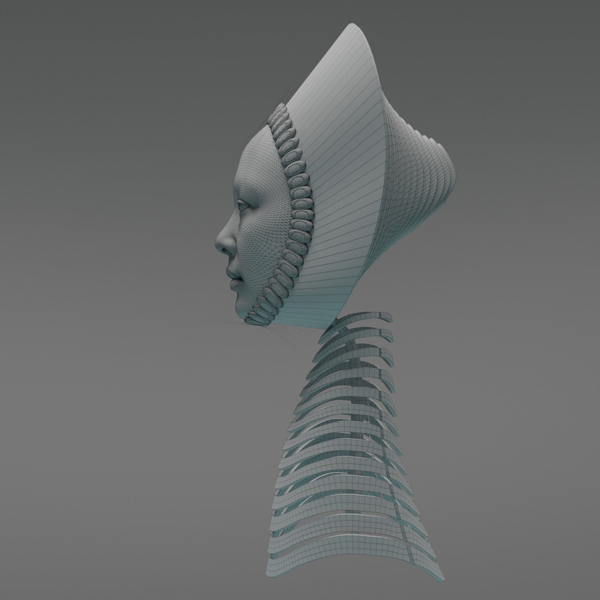 Solarpunk Cyborg Headdress 3D model | CGTrader