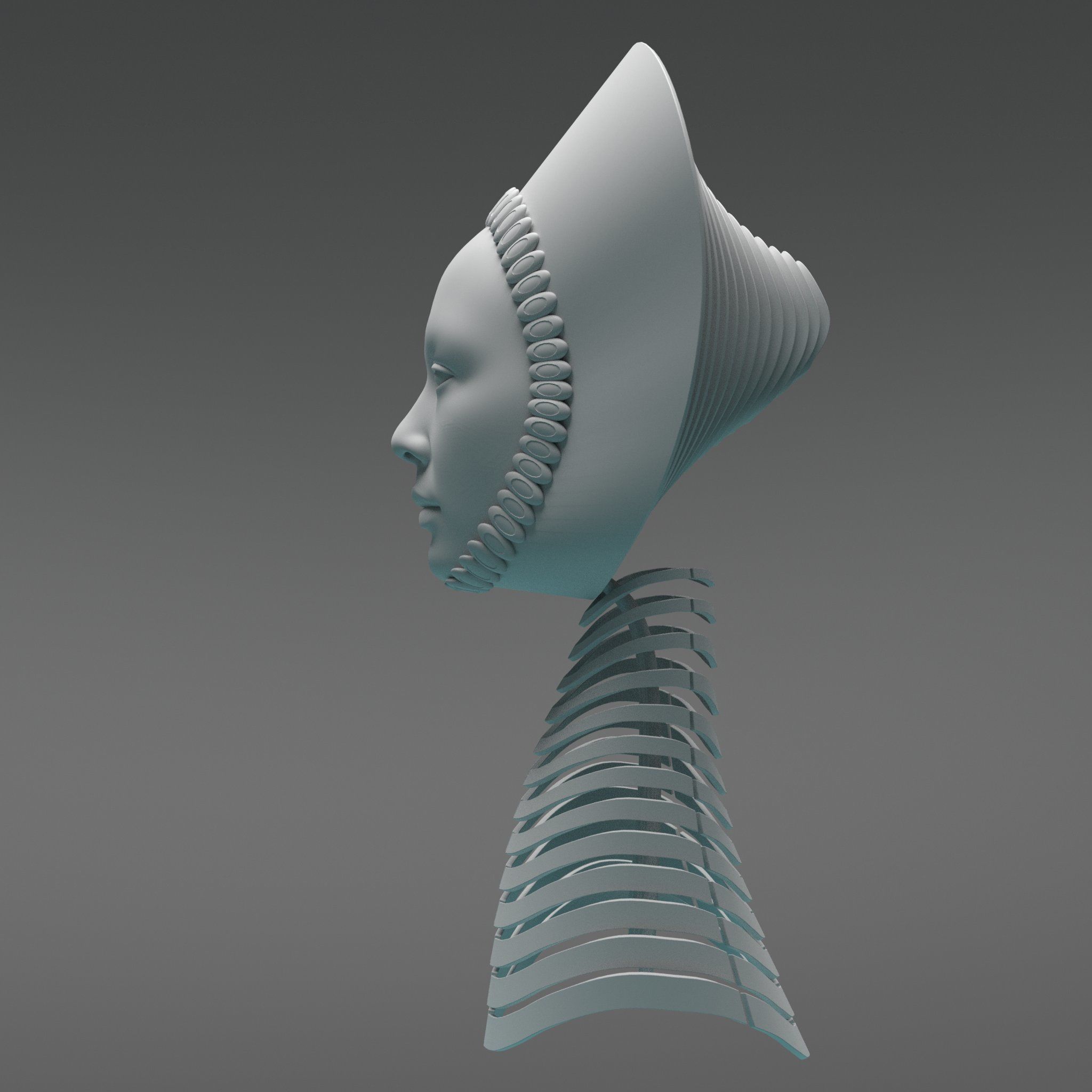 Solarpunk Cyborg Headdress 3D model | CGTrader
